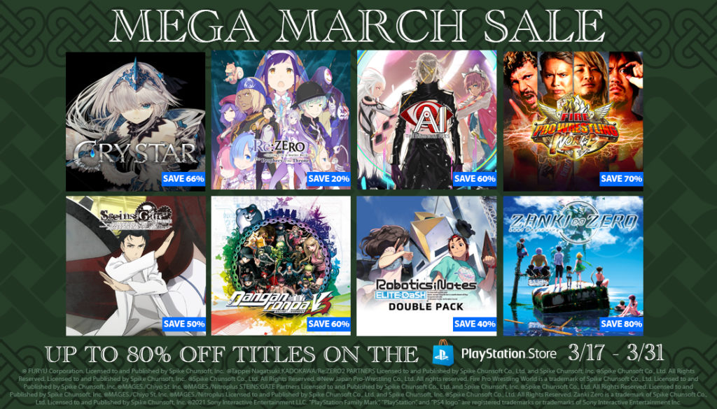 MEGA MARCH SALE STARTS ON 3/17! SAVE UP TO 80% ON SPIKE CHUNSOFT, INC ...